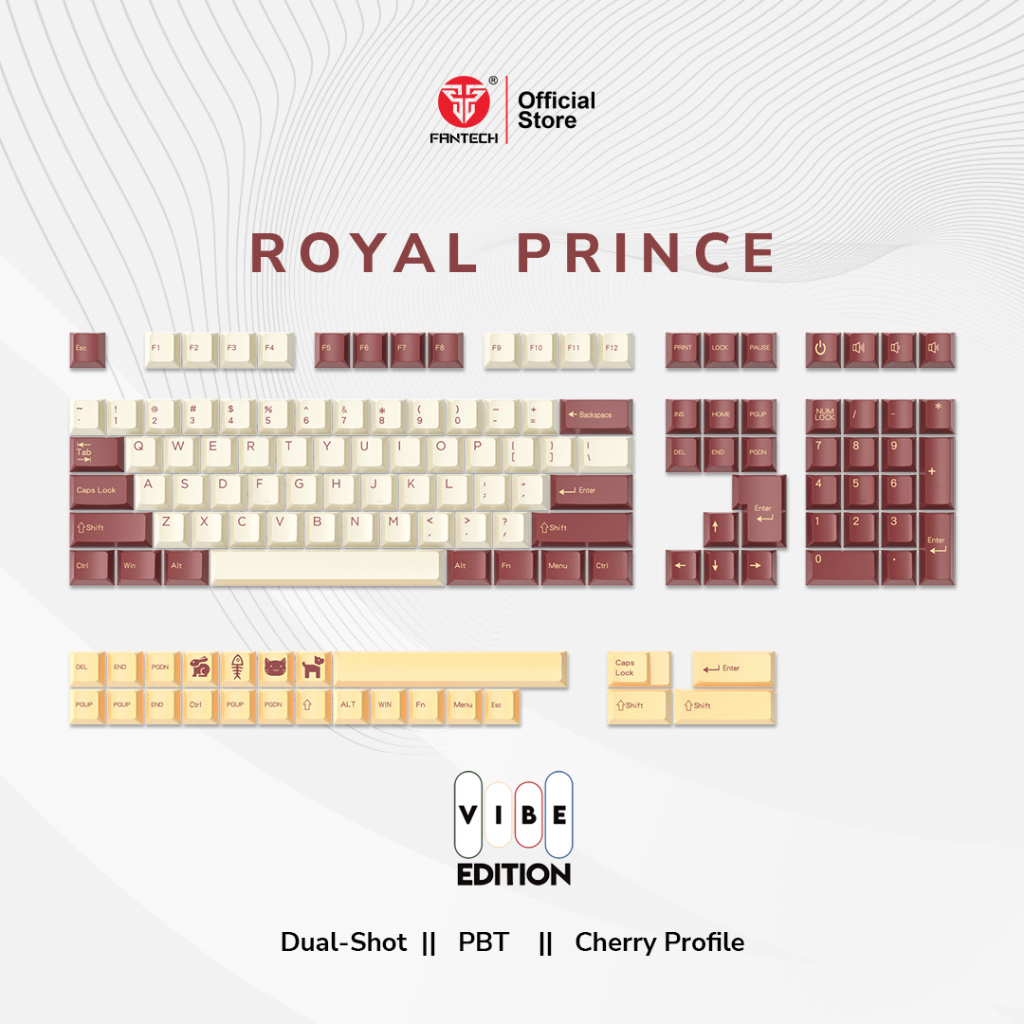 Fantech Keycaps SET PBT Dual-Shot Royal Prince Cherry Profile ACK01 ...