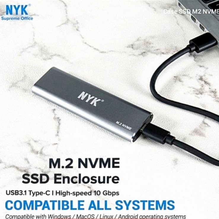ปลอก HDD SSD Enclosure M2 NVME Type C NYK USB 3.1 ถึง M.2 NVME | Shopee ...