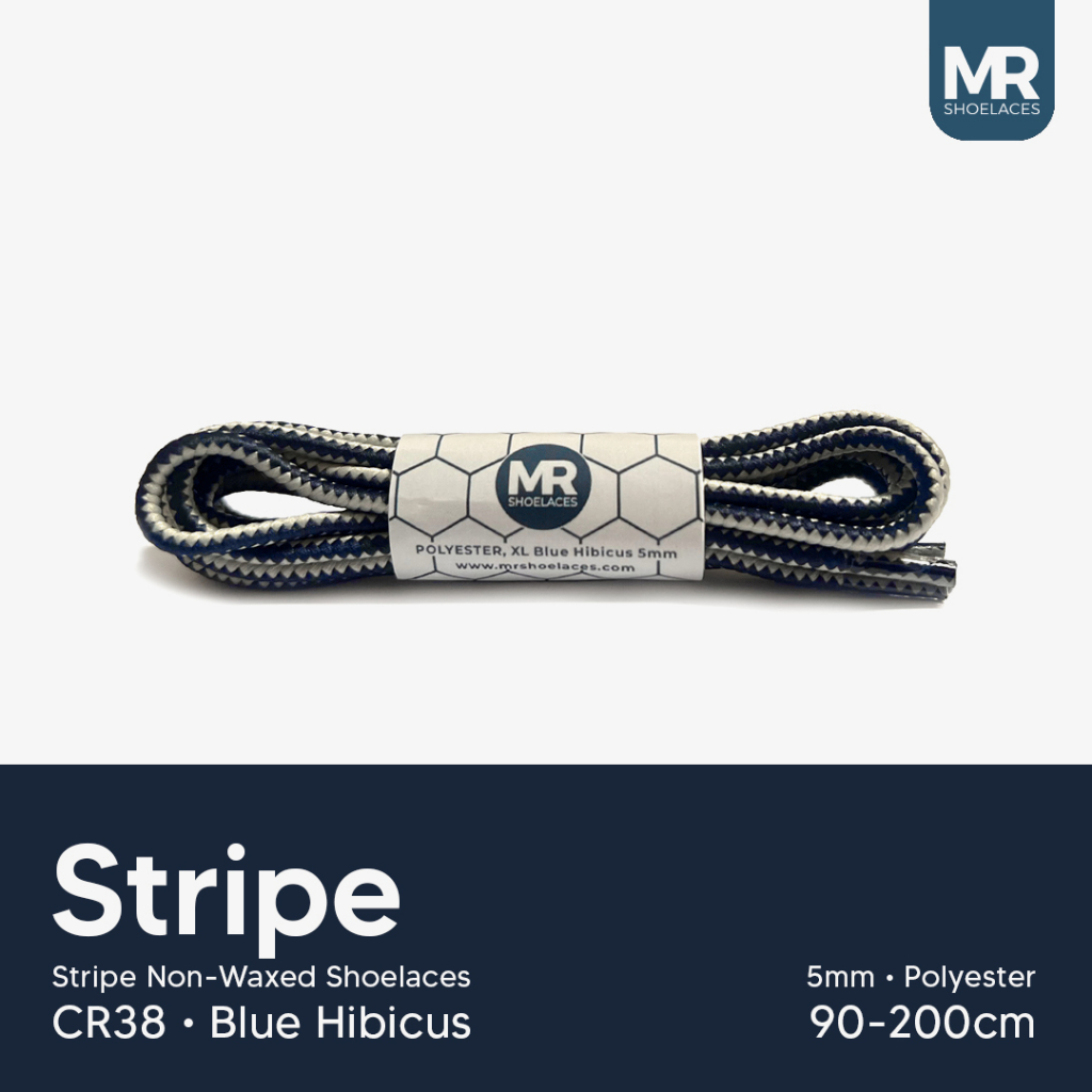 Mr Shoelaces CR38 Blue Hibicus เชือกผูกรองเท้าลายกลม 5-6mm 80cm 90cm ...