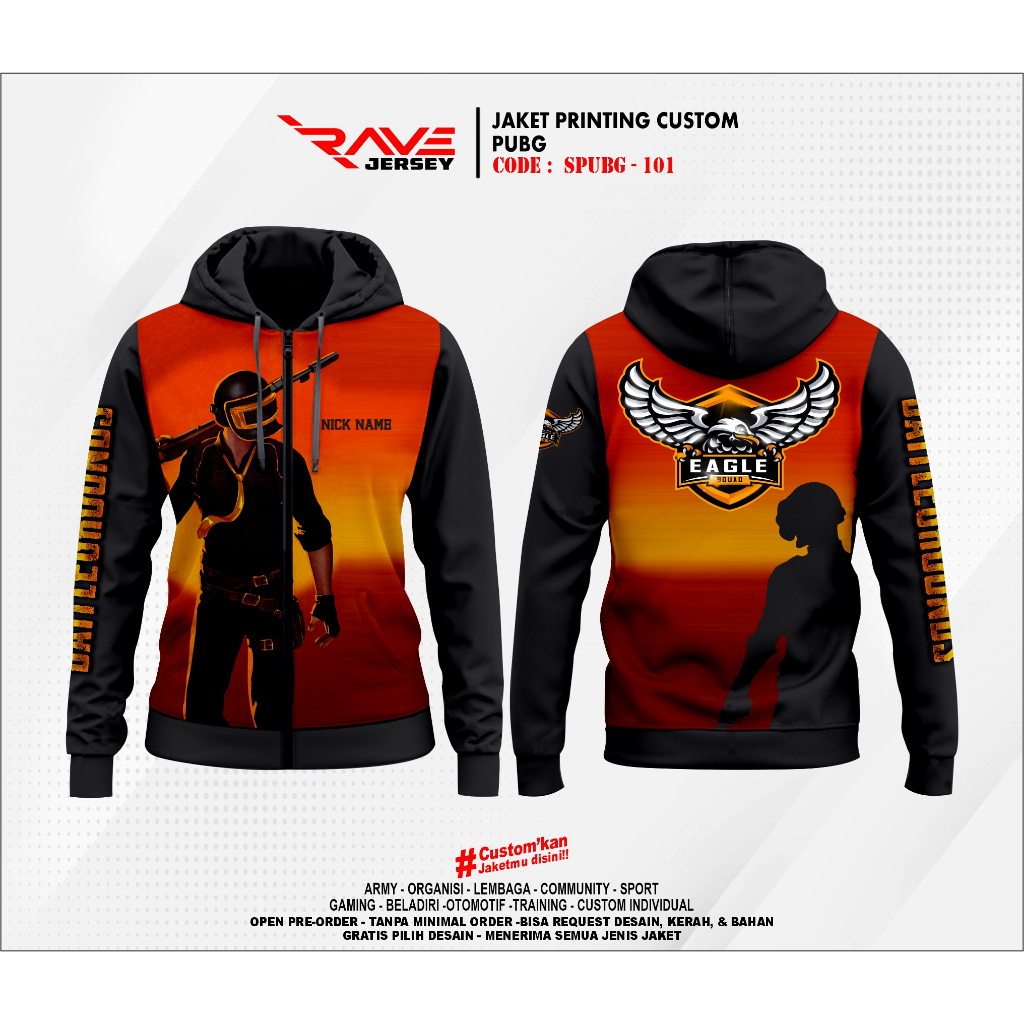 Pubg GAMING JACKET FULL PRINTING SUBLIMATION CUSTOM (DESIN SUKA ...