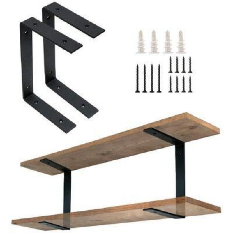 Kayu SIKU ANGLE IRON WALL SHELF STACKING / หนา & แข็งแรง / L IRON ...