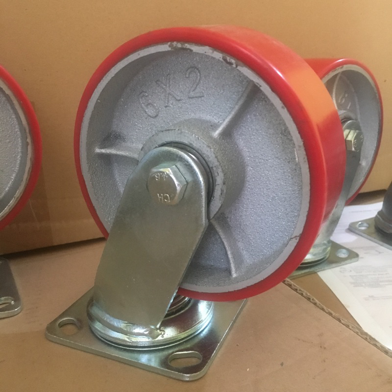 6 INCH PU COATED IRON TROLLEY WHEELS ROTATING LIFE TYPE | Shopee Thailand
