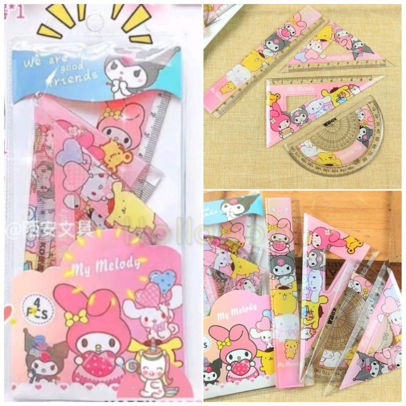 Hop ไม้บรรทัดสามเหลี่ยม ชุดโบว์ Hello Kitty | Shopee Thailand