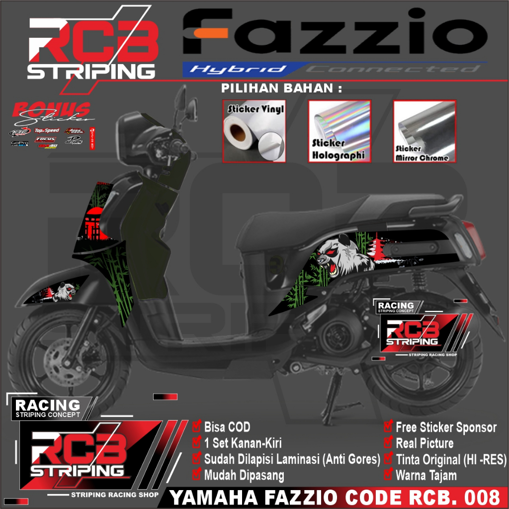 สติกเกอร์ลอกลาย Yamaha Fazzio Yamaha Fazzio 125 Variation RCB 008 ...
