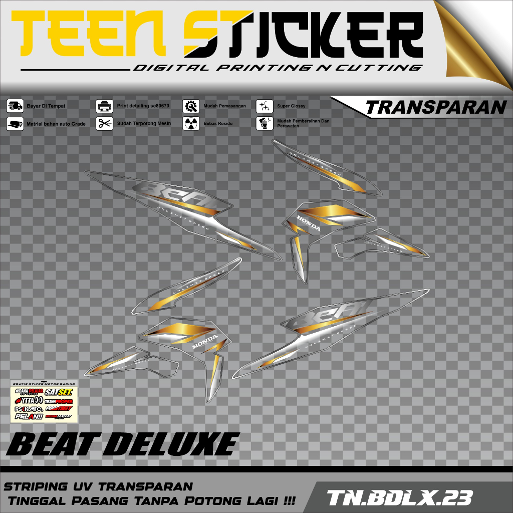 Beat DELUXE Striping - Honda BEAT DELUXE Transparent Chrome Vynil UV ...