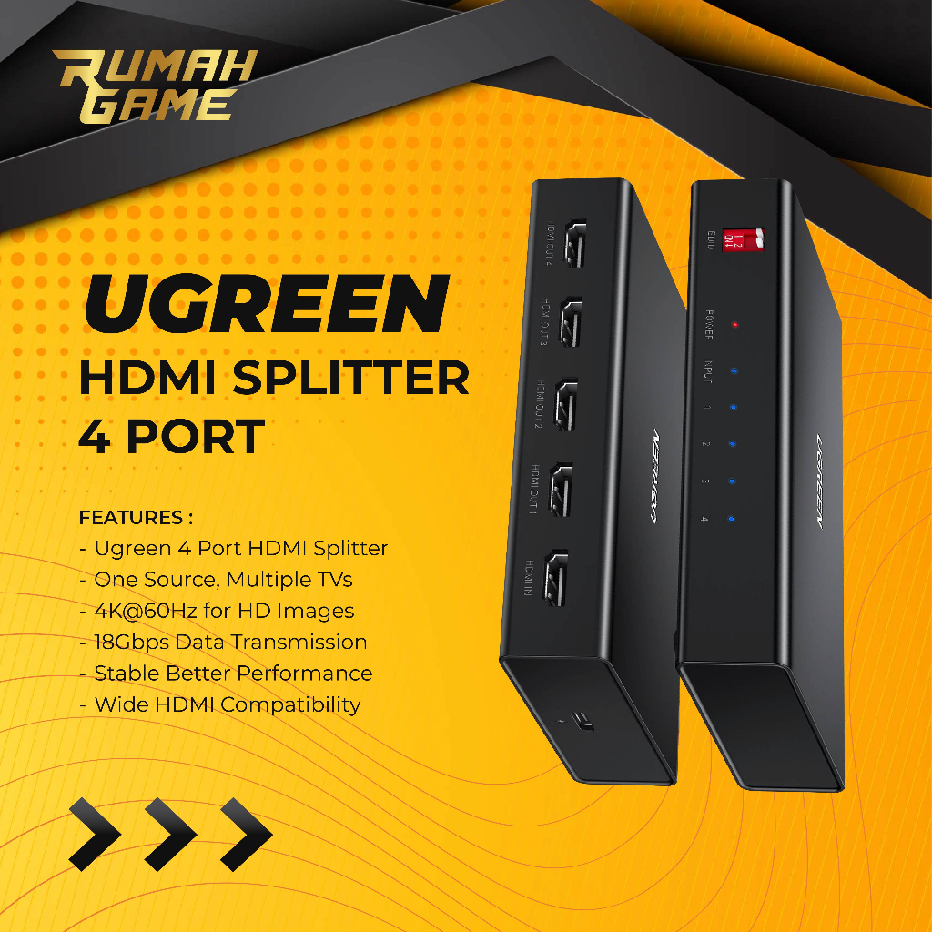 Ugreen HDMI SPLITTER 1x4 พอร์ต 1 อินพุต / 4 เอาต์พุต 4K UltraHD พรีเมี่ ...