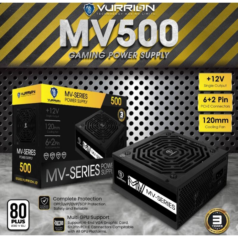 พาวเวอร์ซัพพลาย GAMING VURRON MV500 500WATT 80+ / PSU 500W 80PLUS ...