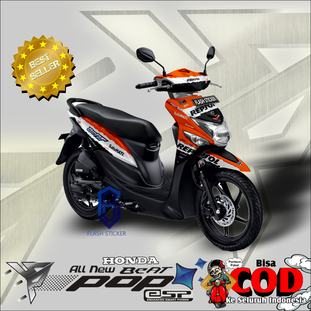สติ ๊ กเกอร ์ รูปลอก STRIPING FULLBODY HONDA BEAT POP REPSOL | Shopee ...