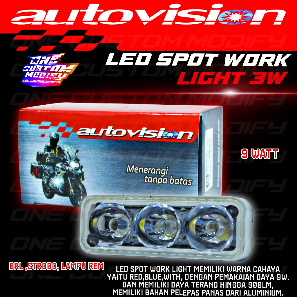 ไฟสปอตไลท์ Led CREE SPOT LIGHT 3W AUTOVISION สีขาว สามารถใช้สําหรับเบรคกระพริบ Strobe DRL ...