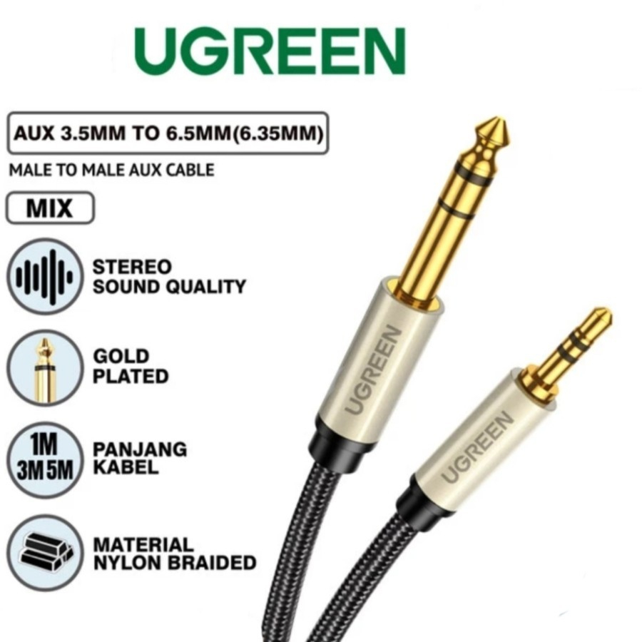 Ugreen Aux Jack Cable 3.5 มม.ถึง 6.5 มม.6.35 มม.เสียง TRS สเตอริโอ ...