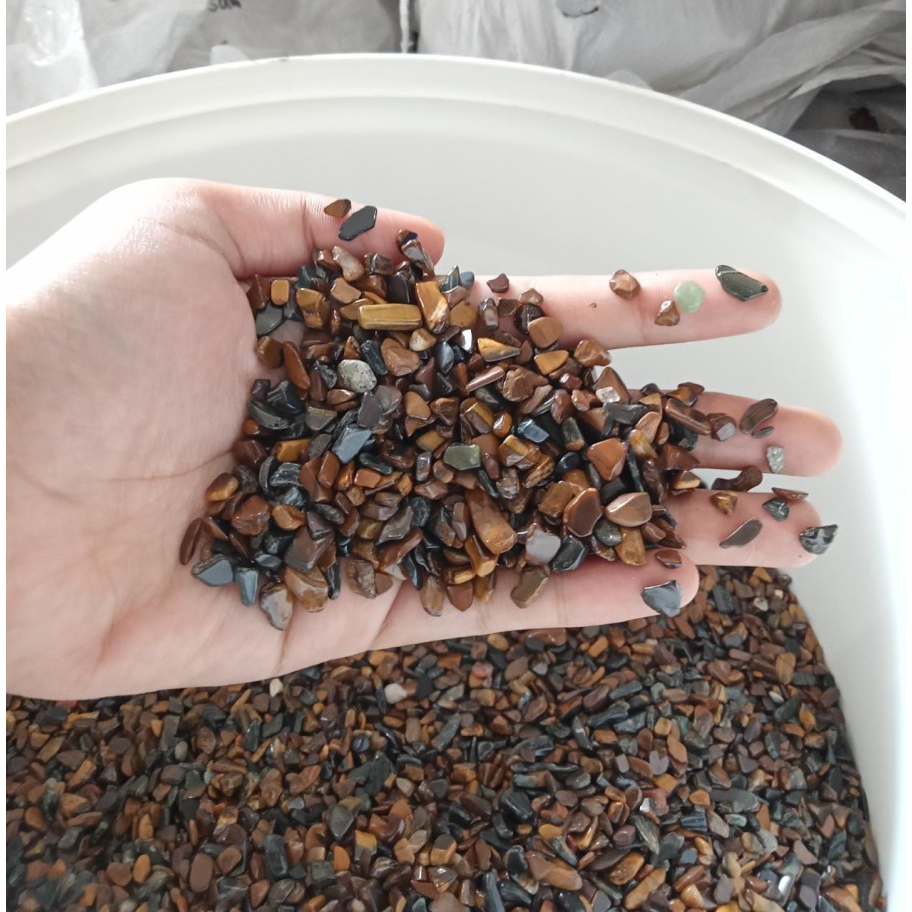 Natural Blue Tiger Eye Mix Yellow Chip Gravel 5-7 mm แพ็คเกจ 100 กรัม ...