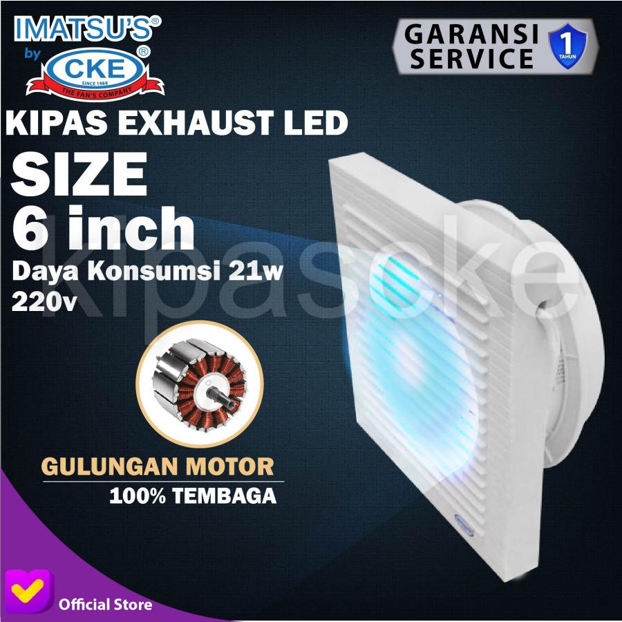 พัดลมดูดอากาศ พร้อมไฟ LED EF-APC15K-BB-LED-ST ขนาด 6 นิ้ว สําหรับบ้าน ห้องน้ํา | Shopee Thailand