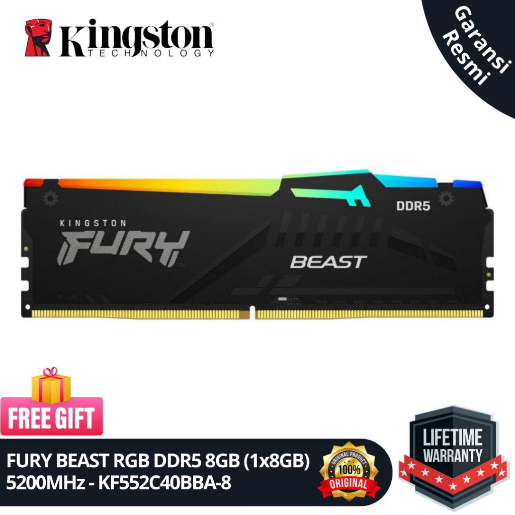 หน่วยความจํา Ram KINGSTON FURY BEAST RGB DDR5 8GB (1x8GB) PC5200 ...