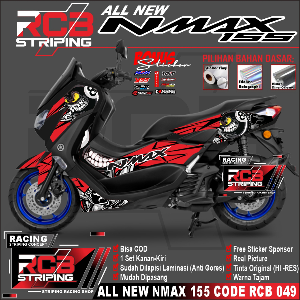 สติกเกอร์ติดตกแต่ง Yamaha ALL Nmax New 2020-2023 Nmax New Code Rcb049 ...