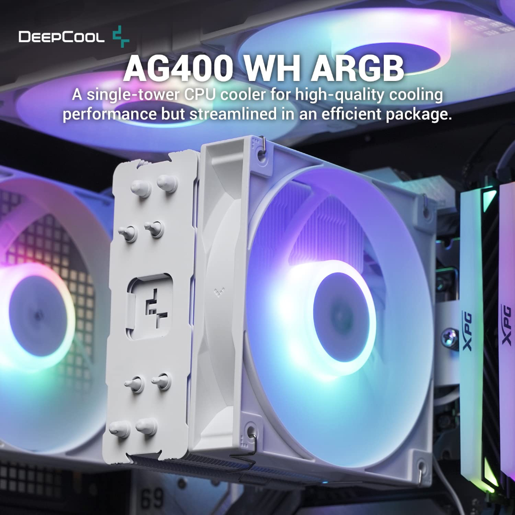 Deepcool AG400 สีขาว ARGB SINGLE TOWER CPU PROCESSOR AIR COOLER ...