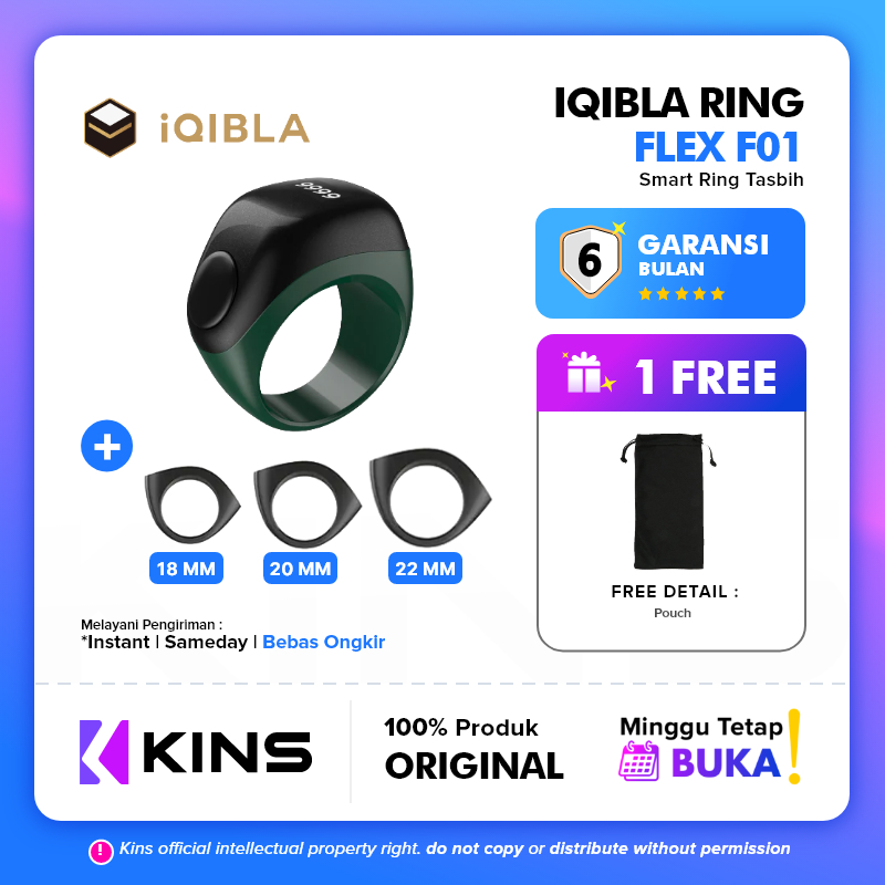 Iqibla Zikr Smart Ring Flex F01 Lite แหวน Tasbih ดิจิทัล แบบยืดหยุ่น | Shopee Thailand