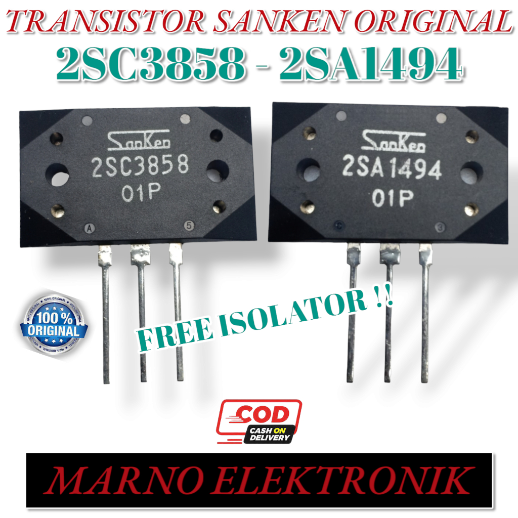 SANKEN TRANSISTOR 01P 2SC3858 2SA1494 2 SC 3858 SA 1494 ORIGINAL (ORI ...