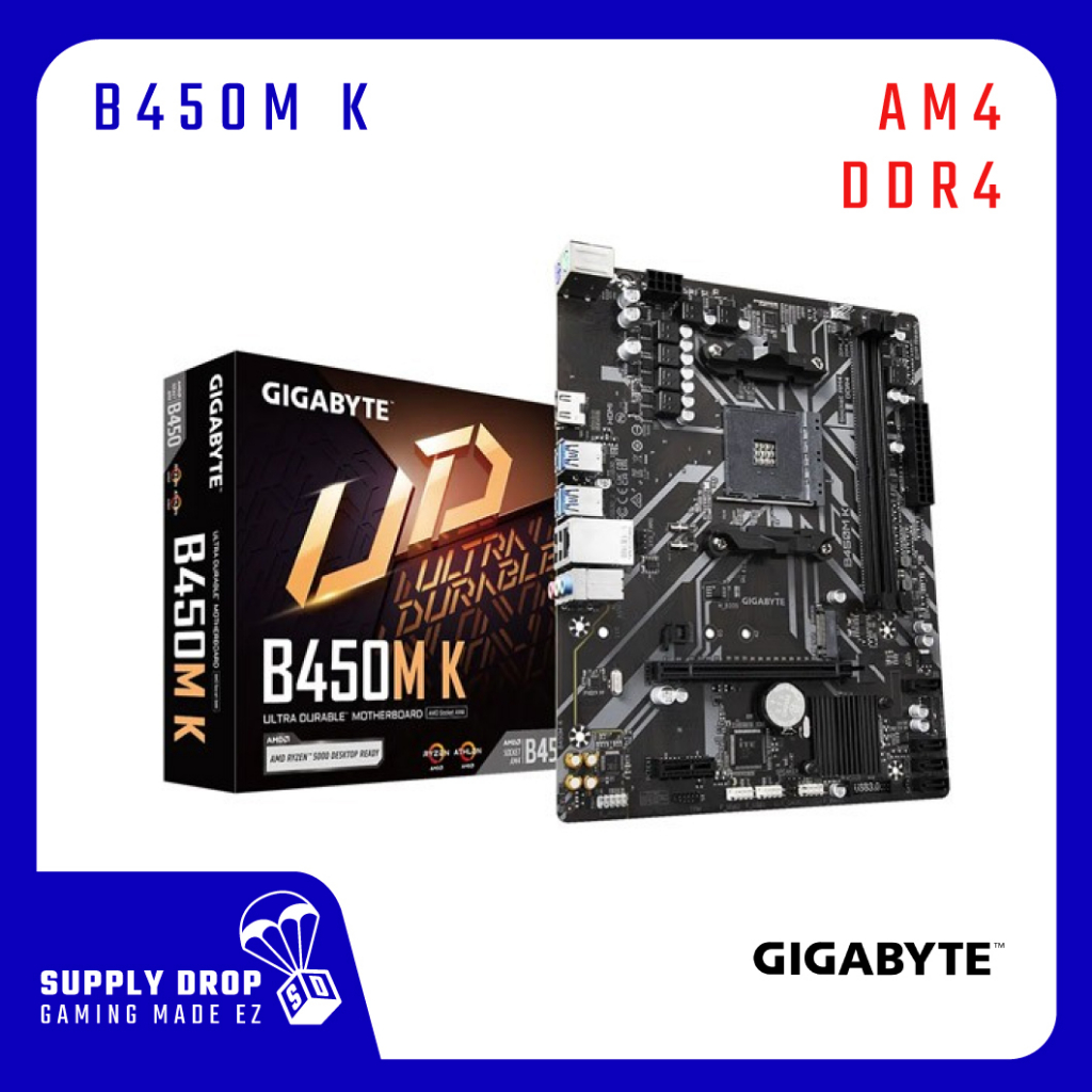 Gigabyte B450M K (AM4, AMD Promontory B450, DDR4, USB3.2, SATA3 ...