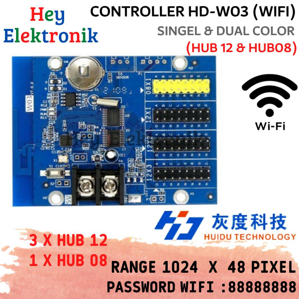 Huidu HD-W3 HUB08 Wifi ตัวควบคุมข้อความวิ่ง P10 ไม่ใช่ HD-W00 HD-W03 ...
