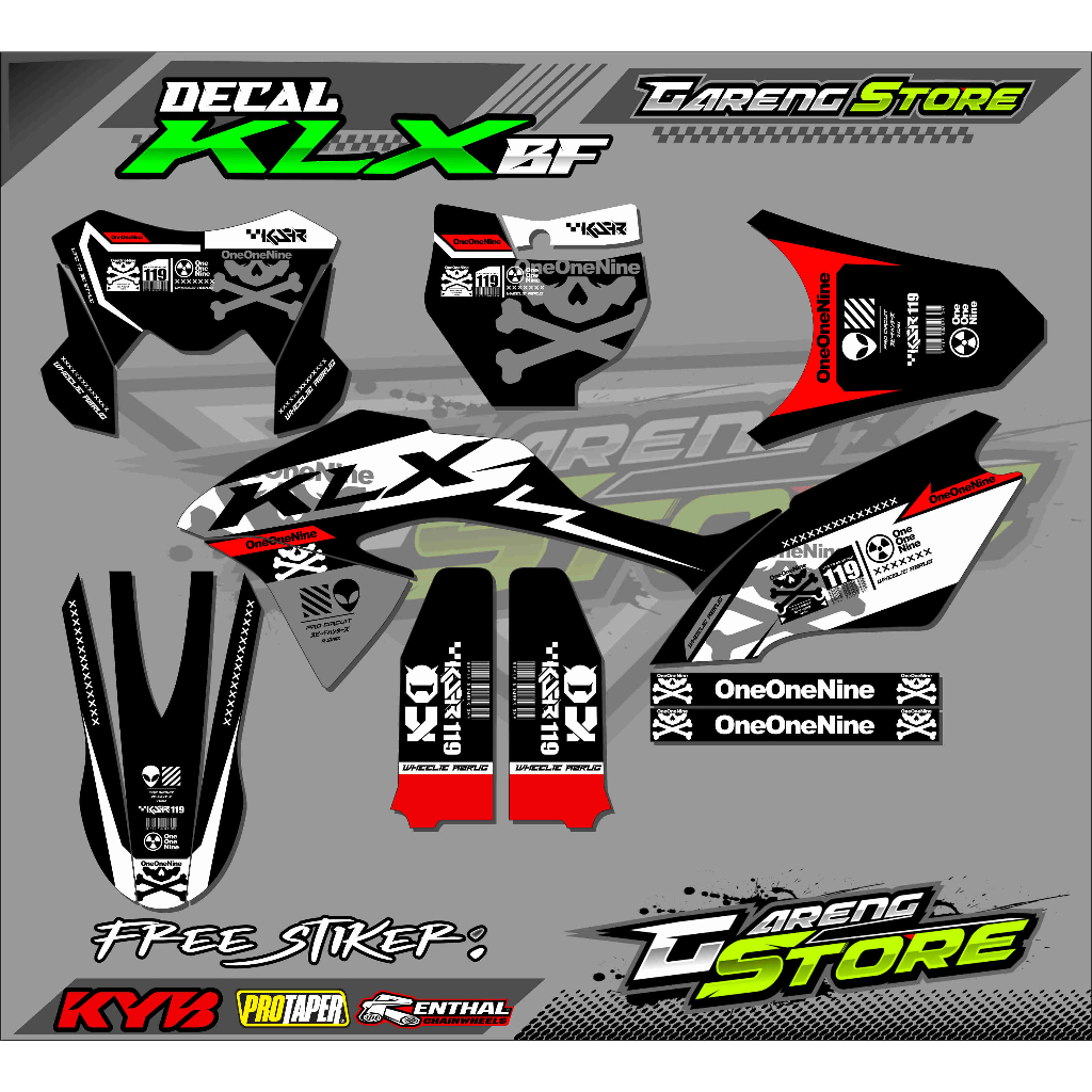 สติกเกอร์รูปลอก KLX 150 BF เต็มตัว BODY/DECAL KAWASAKI KLX 150 BF ...