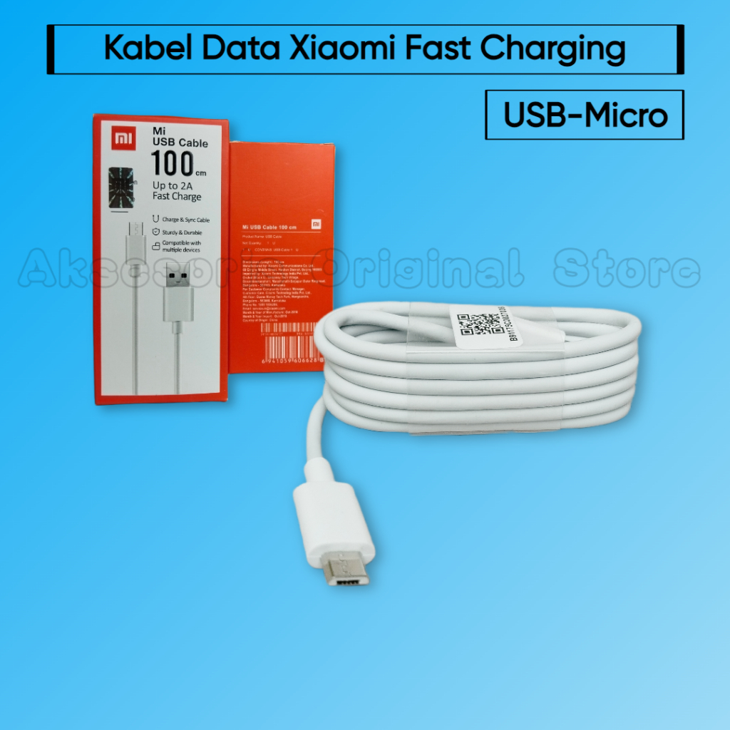 Xiaomi Redmi 9A Fast Charging Data Cable ORIGINAL 100% Micro USB 2A ...