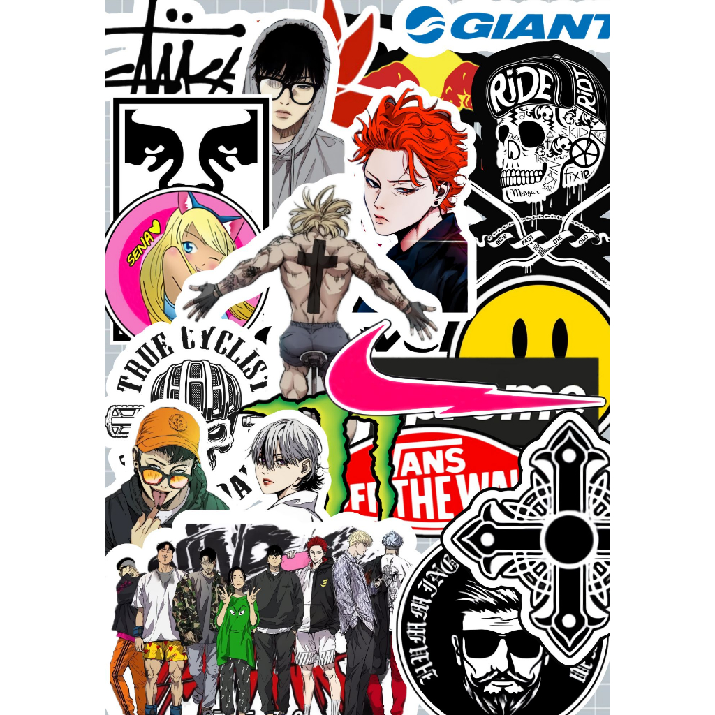 สติ๊กเกอร์ไวนิล AESTHETIC STICKER 18PCS สติ๊กเกอร์ FIXED GEAR JAY JO ...
