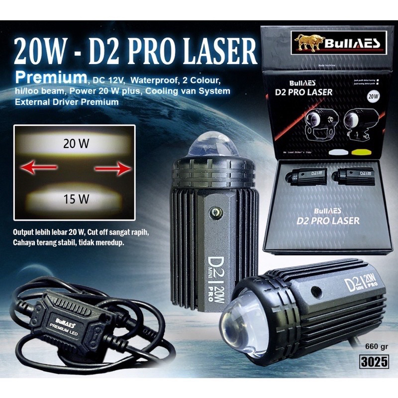 ของแท้ โคมไฟตัดหมอกเลเซอร์ AES D2 AES PRO 20W superbright Hi Low Beam 3 ...