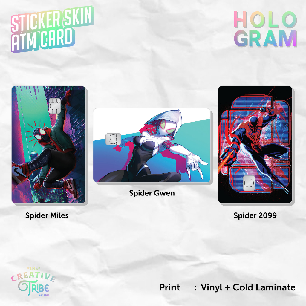 สติกเกอร์ไวนิล ลาย Spider Man HOLOGRAM ATM Debit Credit Emoney Flazz ...