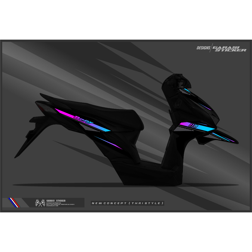Striping/sticker Honda Beat Deluxe Simple Thai Style V3 | Shopee Thailand