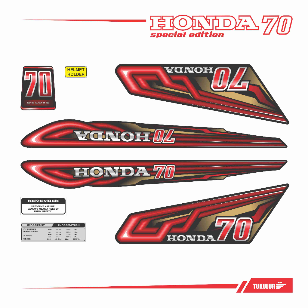 สติกเกอร์ HONDA C70 STRIPING DECAL C70 RACING SPECIAL EDITION 3 ...
