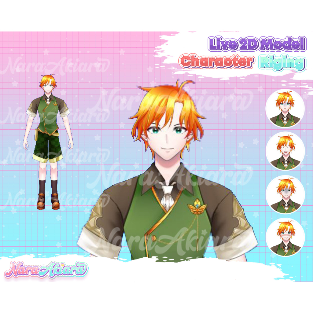 พร้อมส่ง โมเดลการ์ตูนอนิเมะ Vtuber Live2D 2D สีเขียว สําหรับผู้ชาย | Shopee Thailand