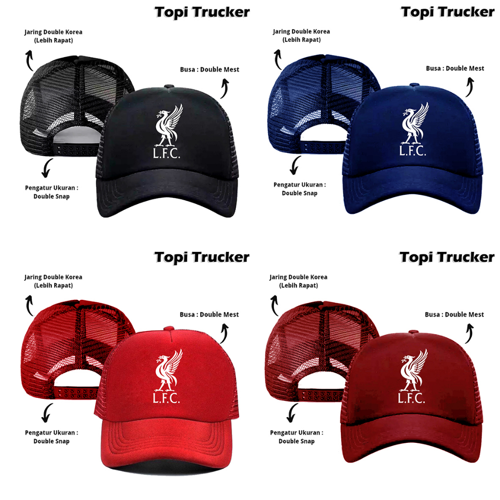 Trucker Net Hat ผู้ชายผู้หญิง distro LIVERPOOL แฟนคลับ LFC Plain custom ...