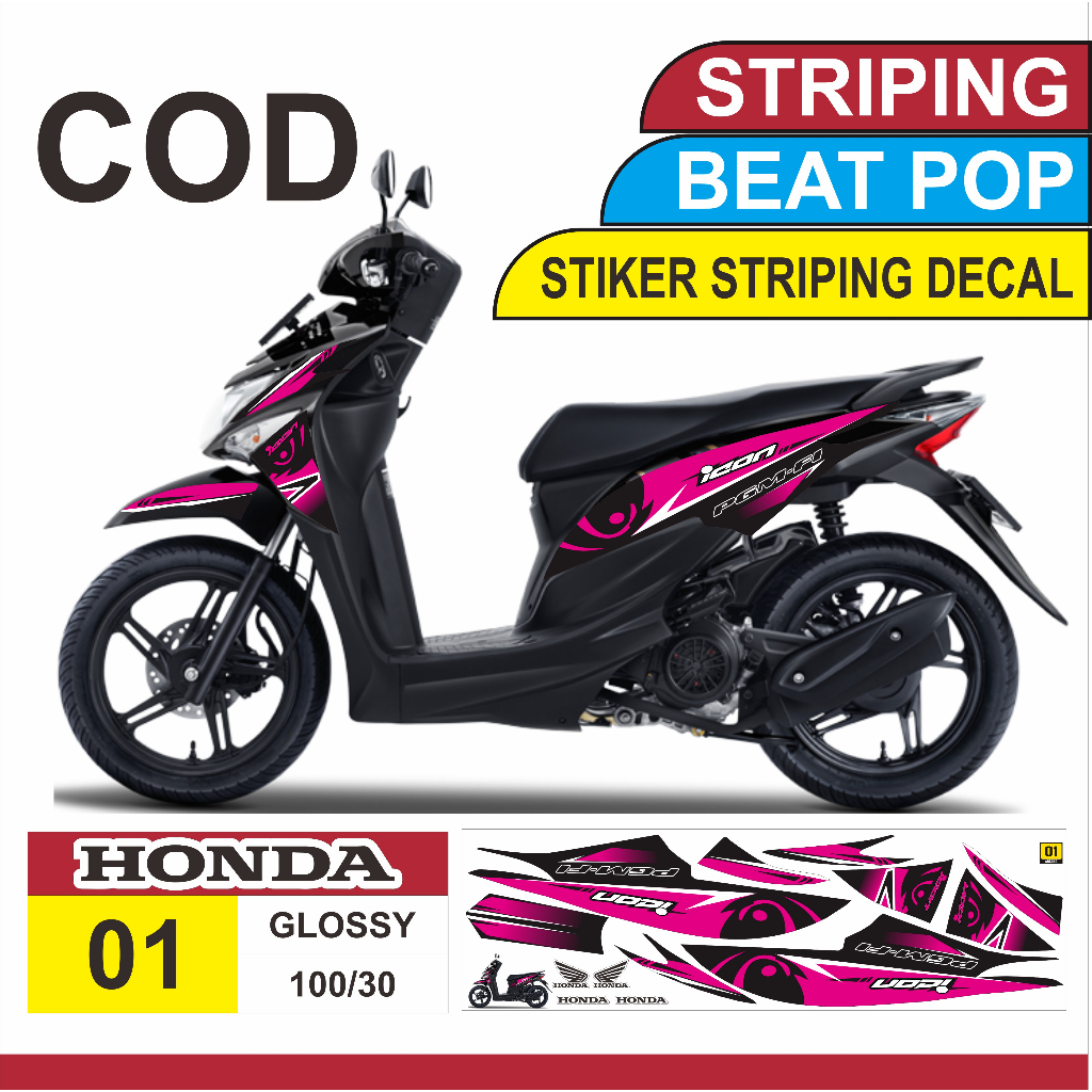 พร้อมส่ง สติกเกอร์กราฟฟิค เคลือบเงา สําหรับ Honda Beat Pop 110 2014 ...