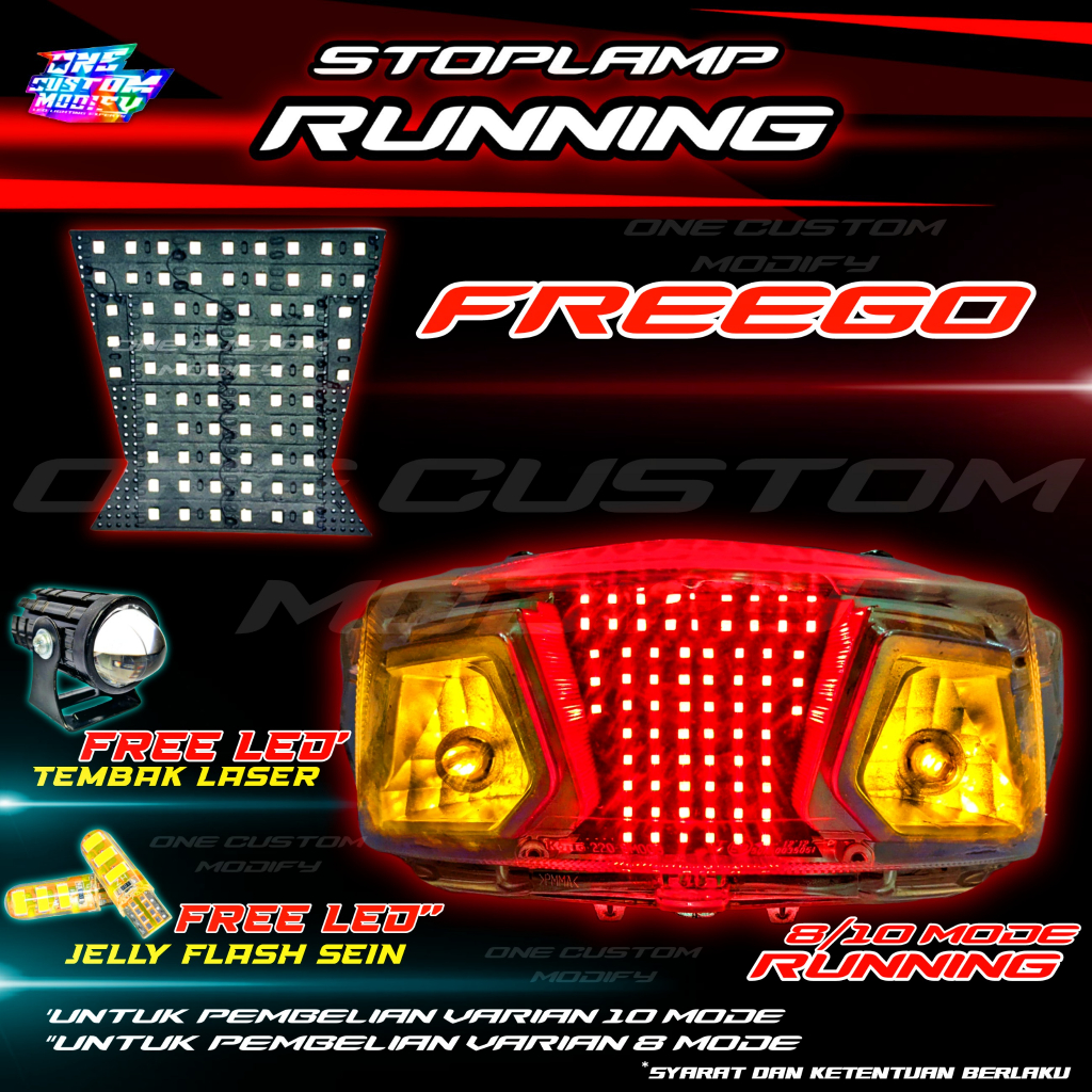 Freego ไฟเบรก LED 8 10 โหมด ติดท้ายรถจักรยานยนต์ ฟรีGo 2018 2019 2020 2021 2022 | Shopee Thailand