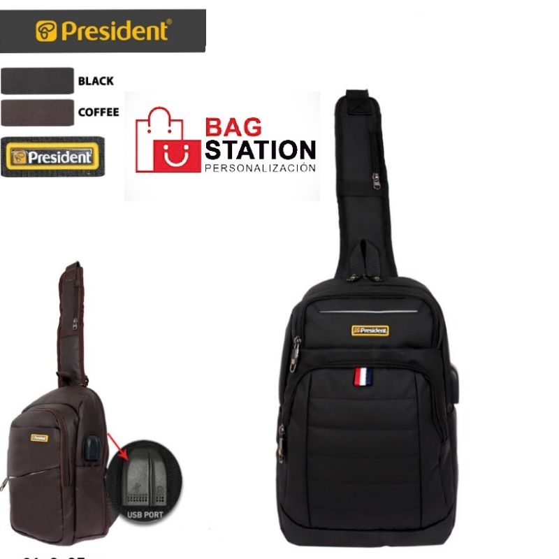 กระเป๋าคาดหน้าอก PRESIDENT USB PORT ORIGINAL TAS SELEMPANG PRESIDENT ...