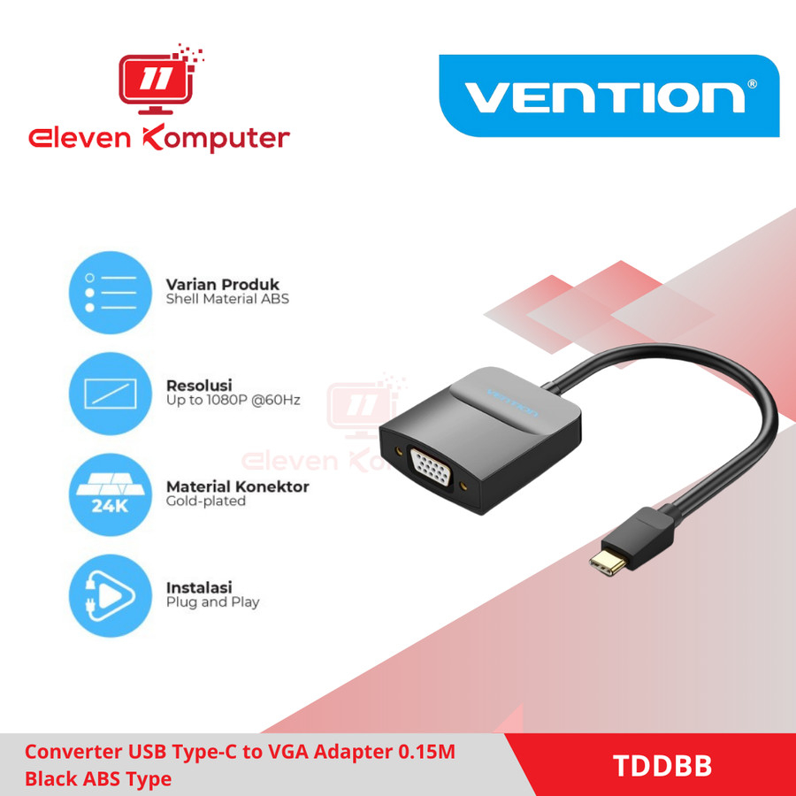 Vention Converter USB Type-C เป็น VGA 15cm -TDDBB | Shopee Thailand