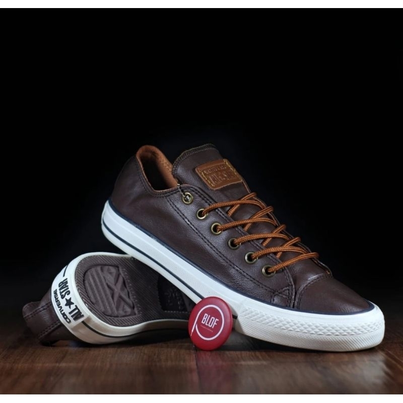 รองเท้า Converse หนังสีน้ําตาลเก่า Chuck Taylor Low Dark Brown Leather ...