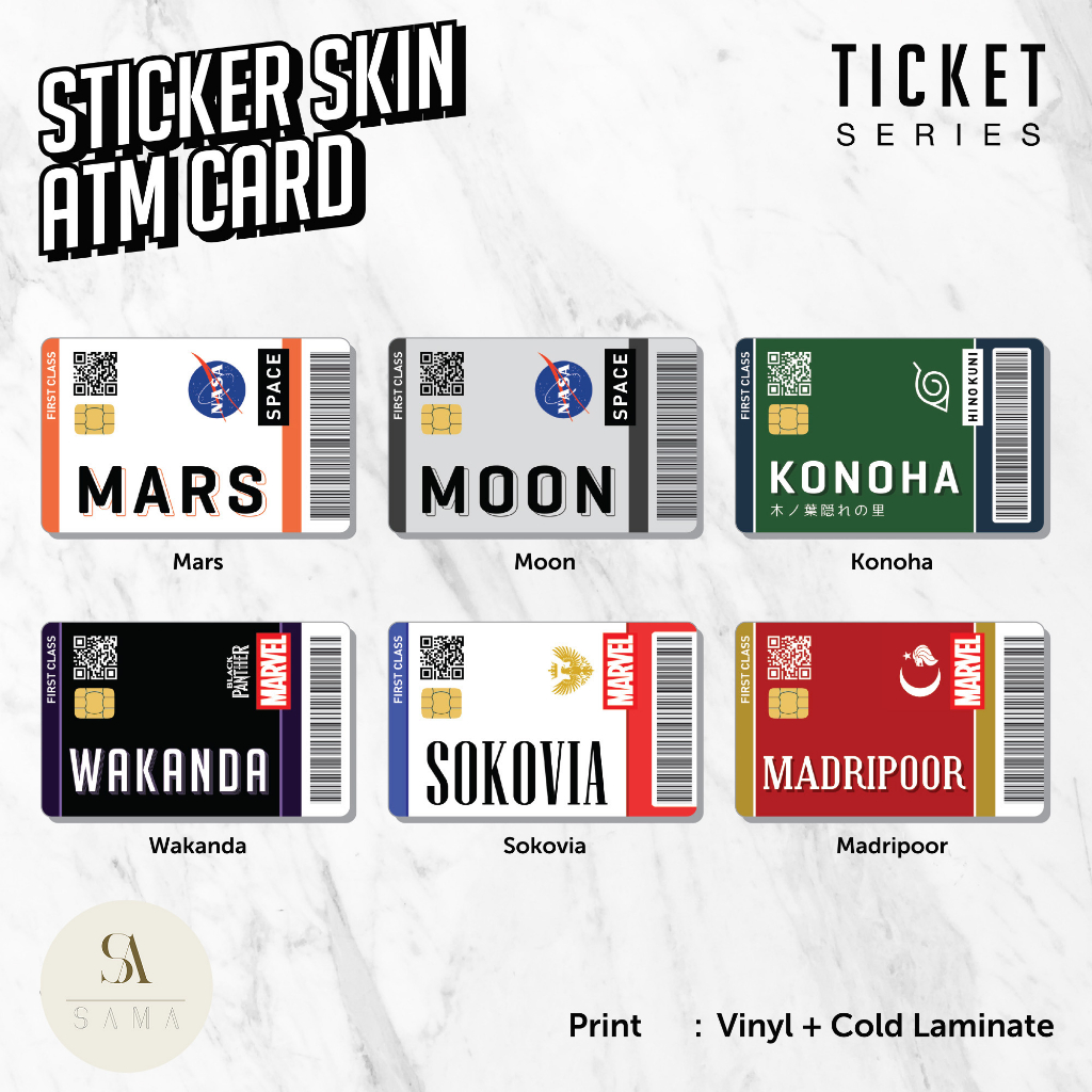 บัตรผิวสติ๊กเกอร์ Ticket Series - Vinyl ATM Debit Credit Emoney, Flazz ...