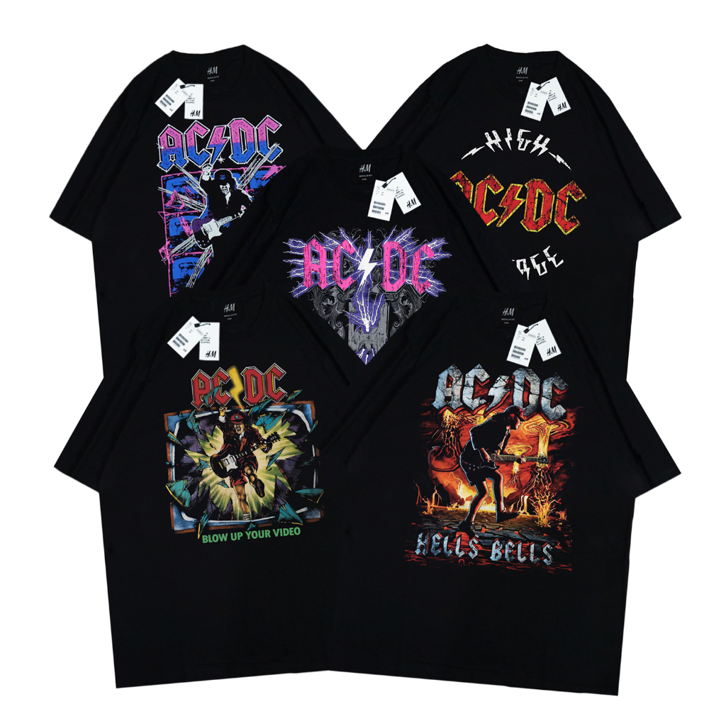 เสื้อยืด H&m ACDC Metallica Music | Shopee Thailand
