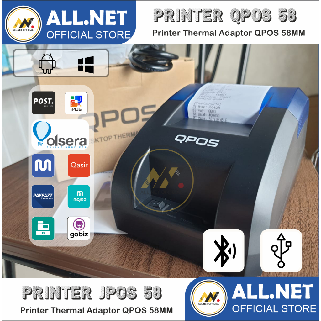 Qpos อะแดปเตอร์ความร้อน เครื่องพิมพ์ บลูทูธ แคชเชียร์ ฟรีม้วนกระดาษความ ...