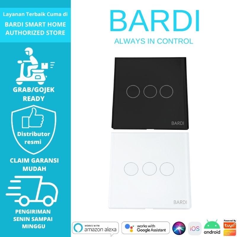 Bardi Smart Wallswitch EU 3 Gang Wifi สวิตช์สัมผัสอัจฉริยะ | Shopee ...