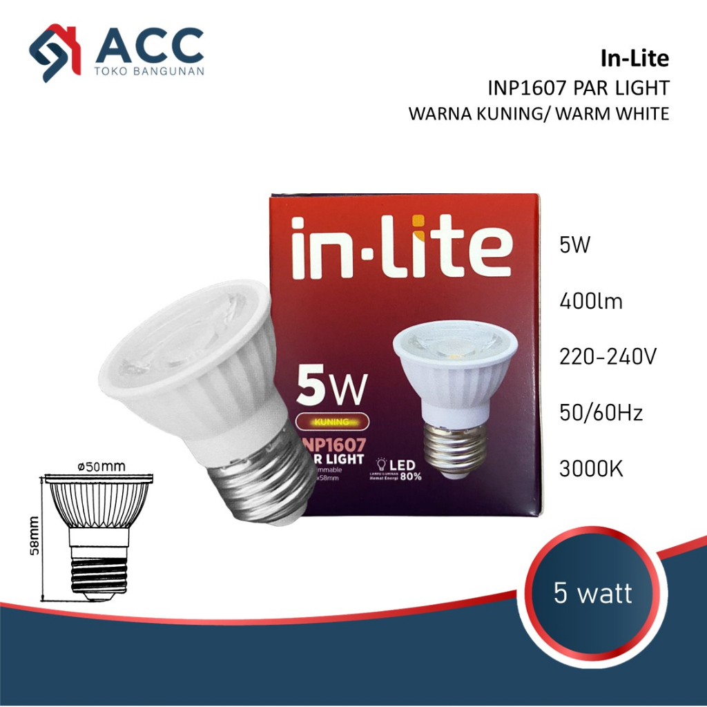 Inlite PAR Light COB Fitting E27 LED Spot Lamp COB INP1607 5W วัตต์ ...