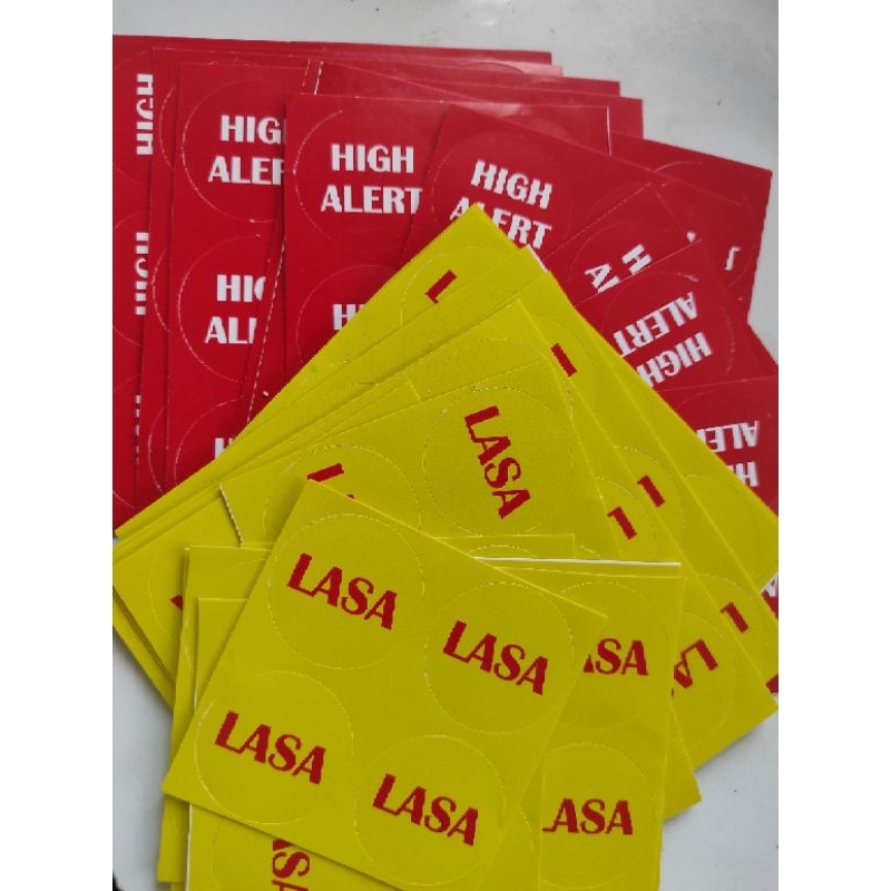 Lasa High Alert Fall Risk Label Sticker เทคโนโลยีรอบ narcotics 3x3 cm ...
