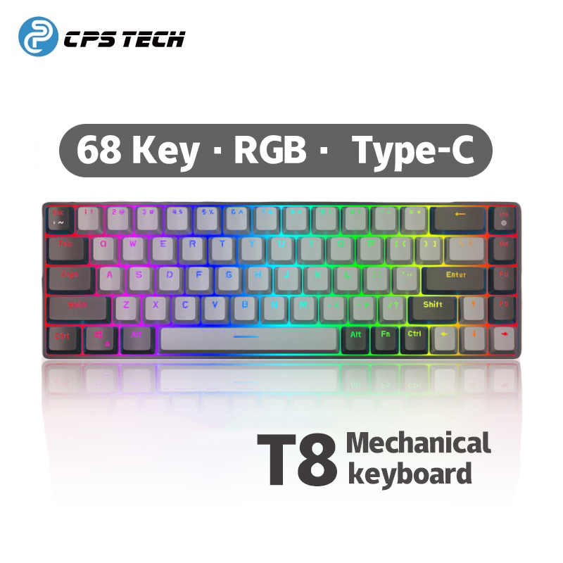 Cpstech T8 RGB คีย์บอร์ดเมคคานิคอล 68 คีย์ แบบใช้สาย Type-C คีย์บอร์ด ...