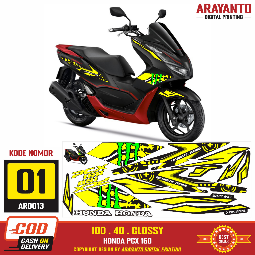 Honda PCX 160 Striping สติกเกอร์ Variations M AR0013 Doff/Glossy ...