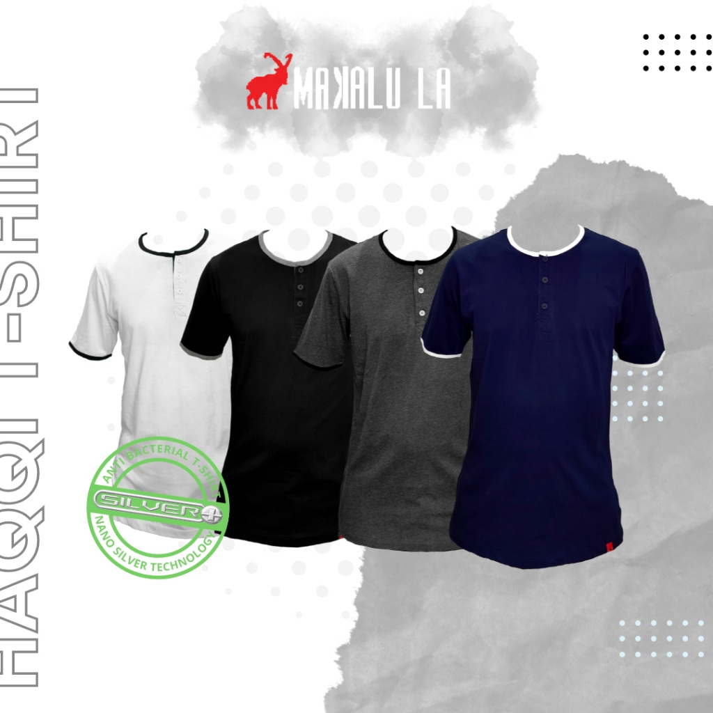 มากาลู ลา | Haqqi HENLEY Ringer เสื้อยืดป้องกันแบคทีเรีย | Shopee Thailand