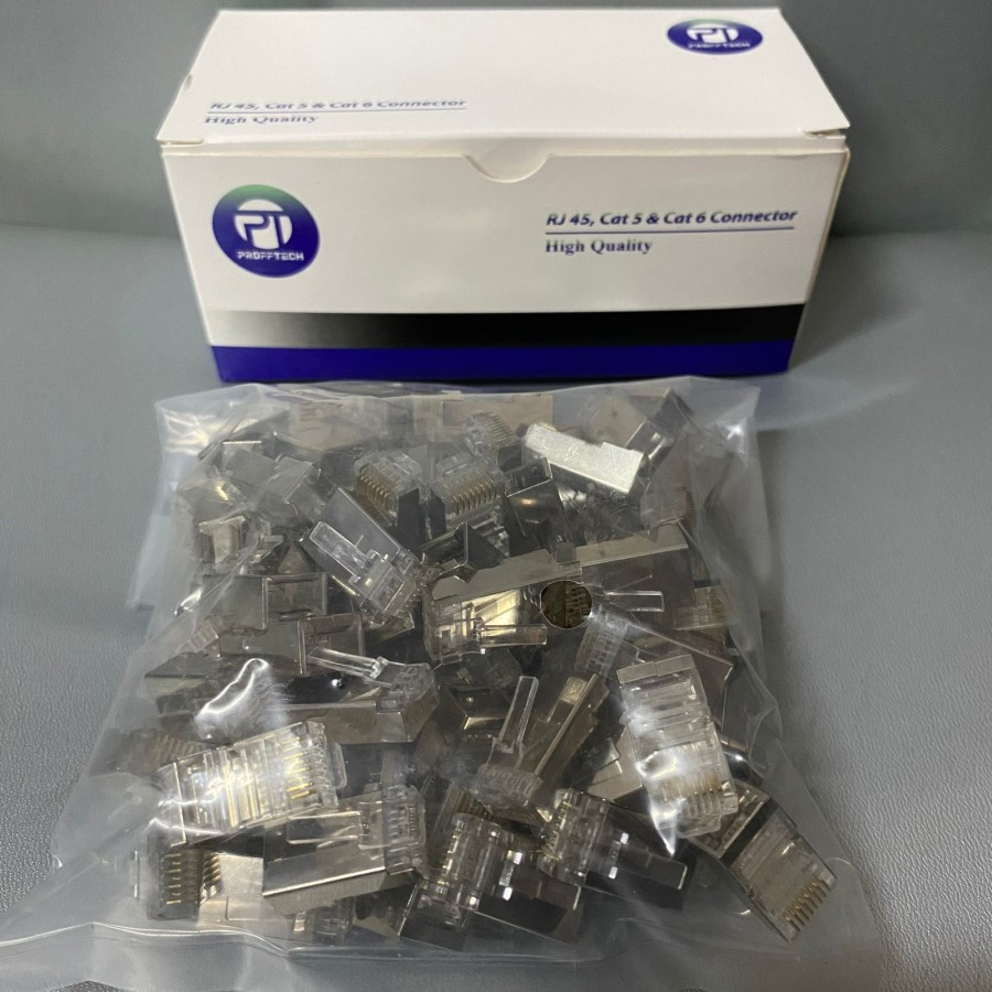 Rj45 Connector บรรจุ 100 cat 6e แจ็คโลหะ Iron Shield UTP RJ 45 | Shopee ...