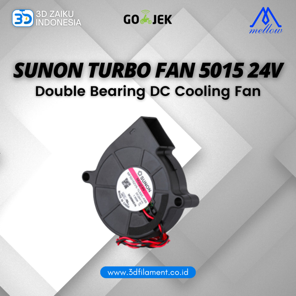 Original Mellow Sunon Turbo Fan 5015 24V แบริ่งคู่ DC พัดลมระบายความ ...