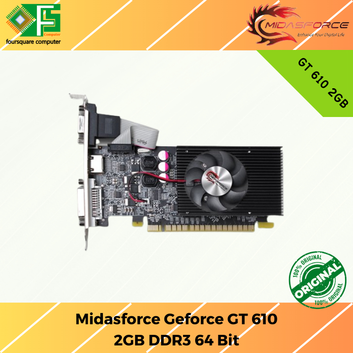 Vga Midasforce nVidia Geforce GT 610 2GB DDR3 64BIT | Shopee Thailand