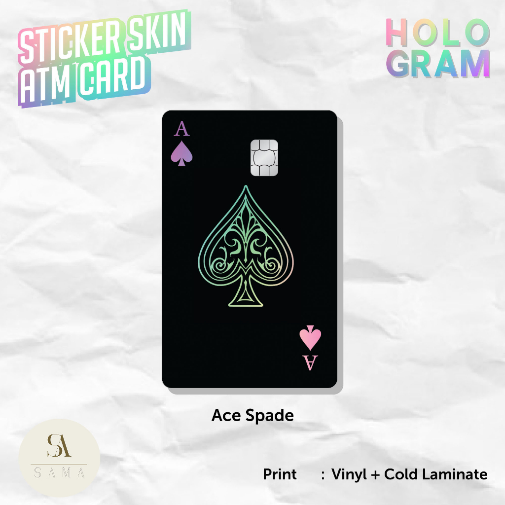 Ace Spade Black - HOLOGRAM Skin Card Sticker - Vinyl ATM Debit, บัตร ...